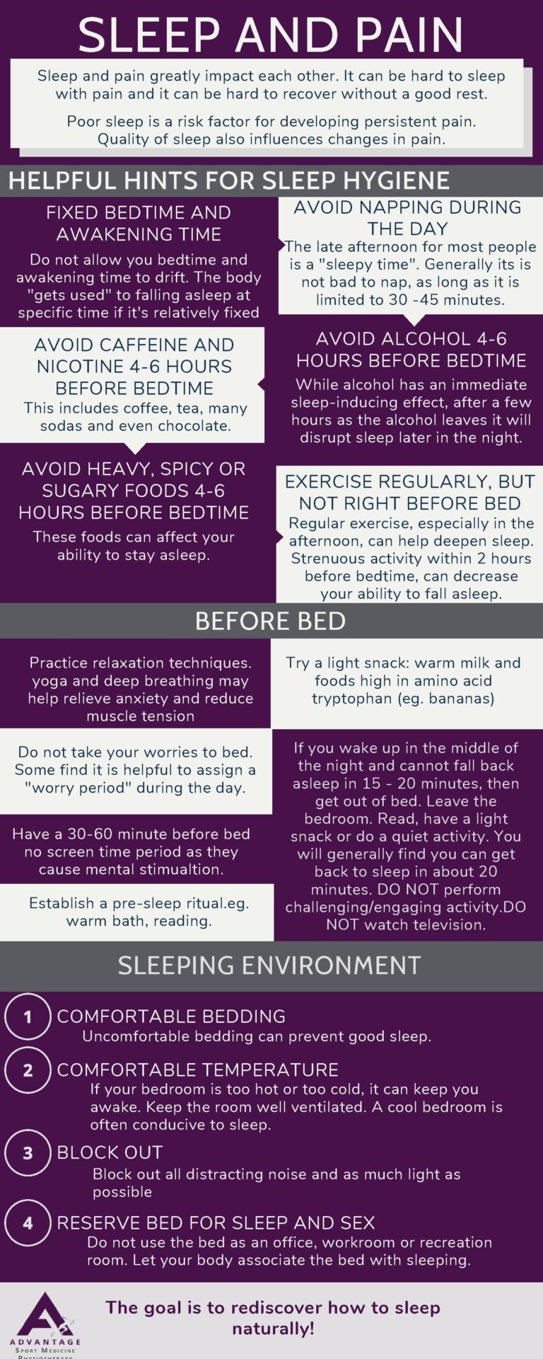 Sleep and Pain - Advantage Sport Medicine Physiotherapy